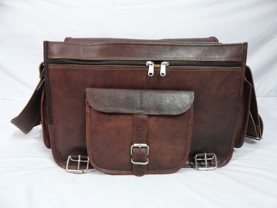 Leather Briefcase Messenger Bag Camera DSLR SLR Padded Case Satchel ...