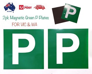 Brand New 2PK Magnetic Green P Plates Plate Car Driver License VIC WA ...