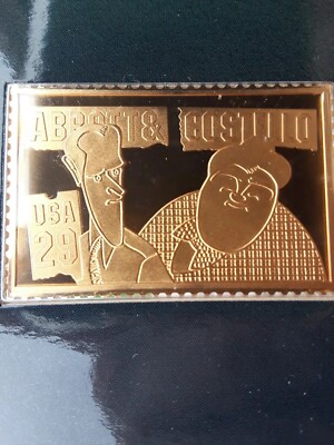 Rare ABBOTT & COSTELLO .999 Fine Silver Ingot 24K Gold Layer Replica ...