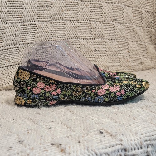 Vintage Daniel Green Floral Tapestry Comfy Slippers Made in USA Women's ...