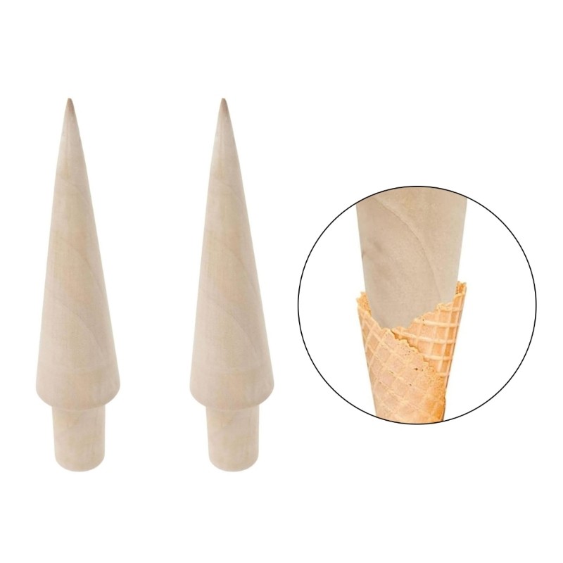 Wooden Pizzelle Roller,Krumkake Pastry Tool Waffle Ice Cream Cone ...