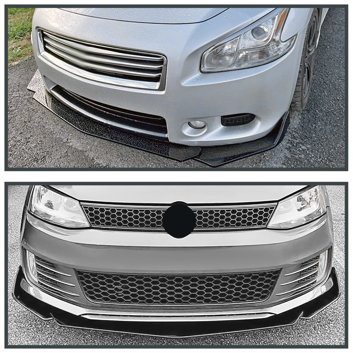 Fits Universal Glossy Black Front Bumper Lip Spoiler Splitter Body Kit ...