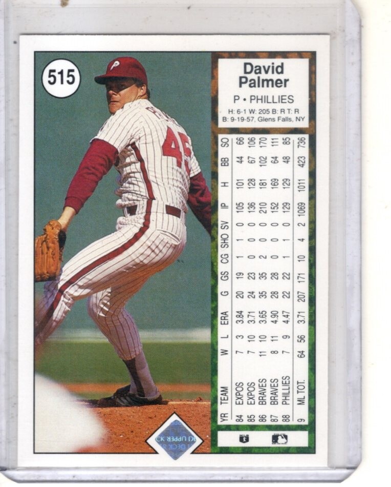 1989 Upper Deck - #515 David Palmer Philadelphia Phillies baseball card ...