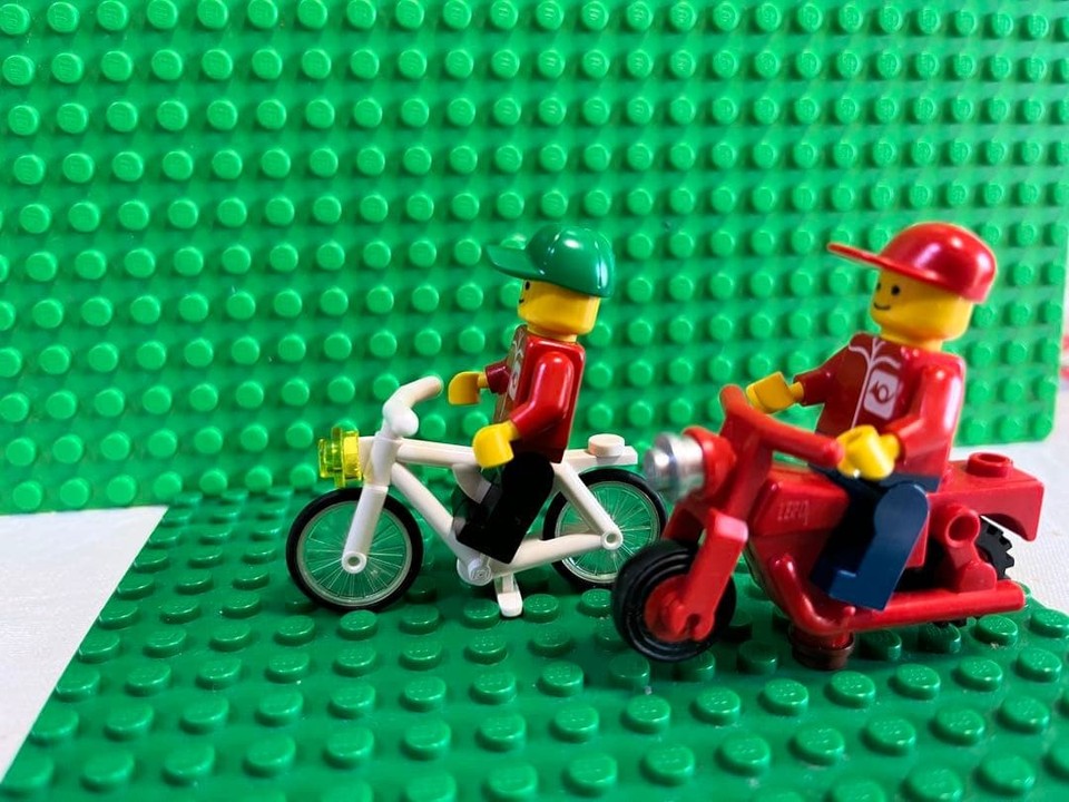 Vintage LEGO Minifigure Set with Bicycle and Motorcycle | eBay