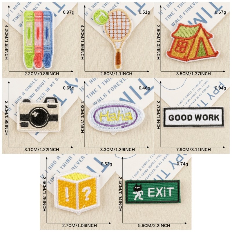 8 Pcs Good Work Sewing Patches Camera Embroidered Patches Iron On/Sew ...