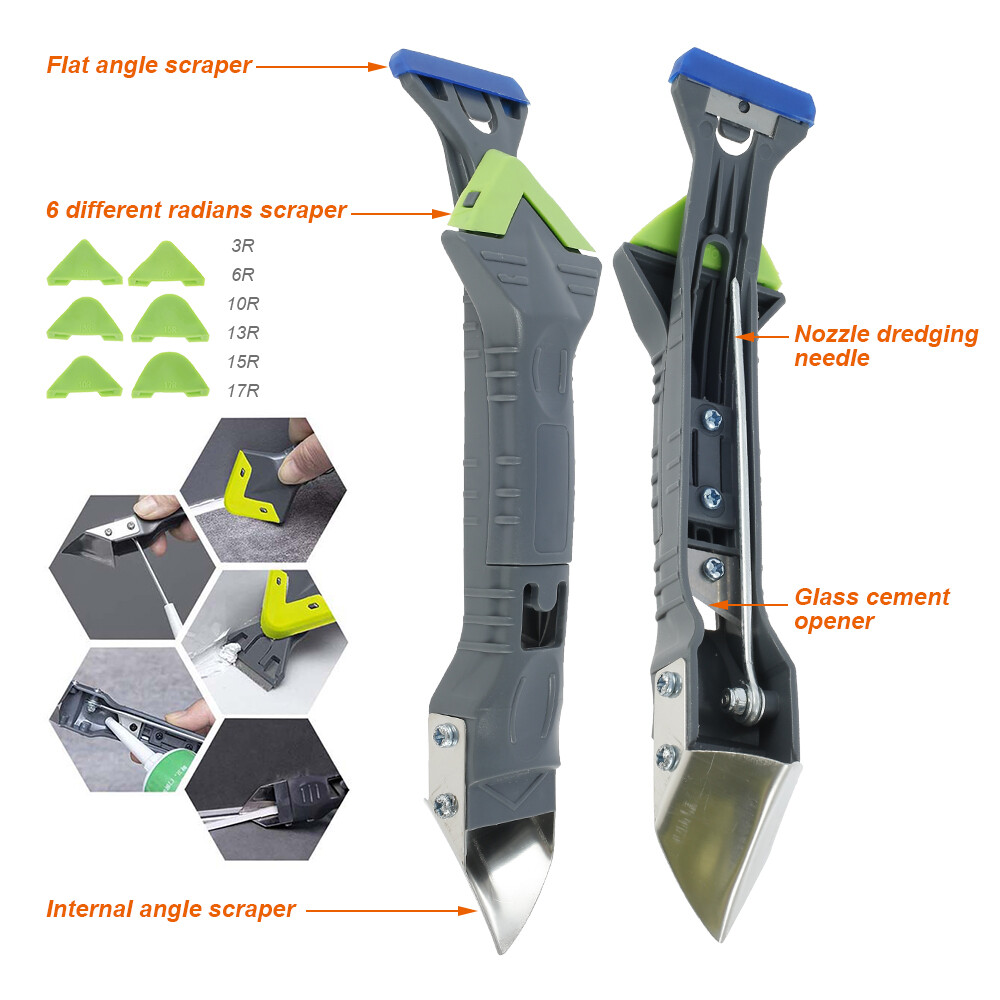 5 in 1 Silicone Caulking Tools Kit Caulking Scraper Nozzle Sealant ...