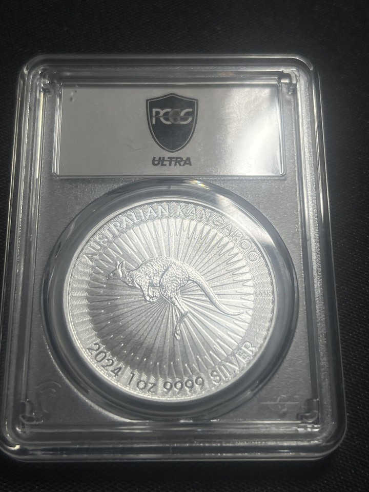 2024 AUSTRALIA KANGAROO 1OZ SILVER PCGS MS70 ULTRA BREAKS SILVER LABEL ...