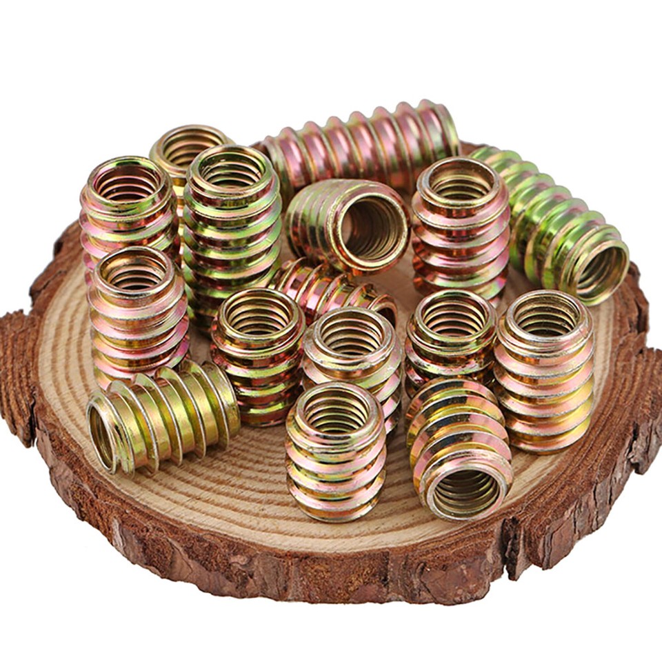 THREADED WOOD INSERT NUTS M6 M8 M10 HEX DRIVE SCREW FIXINGS TYPE STEEL ...