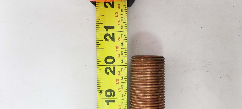 Solid 1" Copper Round Stock Rod 20.25" Length Threaded Ends, with Nuts ...