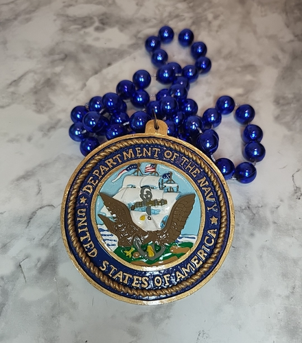 "DEPARTMENT of the NAVY" MEDALLION EMBLEM MILITARY MARDI GRAS NECKLACE ...