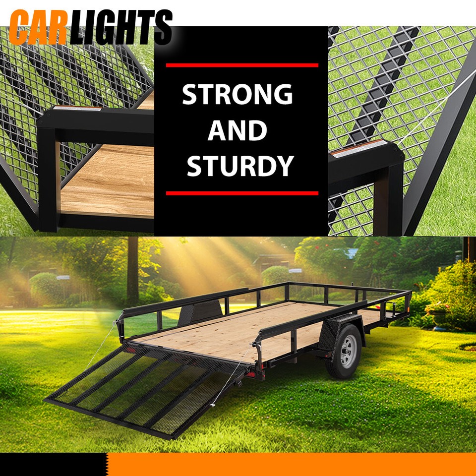 2 Sided Tailgate Utility Trailer Gate & Ramp Lift Assist System 350 lbs ...