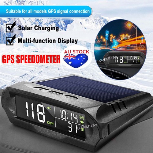 Universal Wireless GPS Speedometer Solar Panel Cars HUD Head Up Display ...