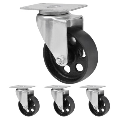 4X Swivel Caster Wheels Top Steel Plate & Bearing Casters 3" Heavy Duty ...