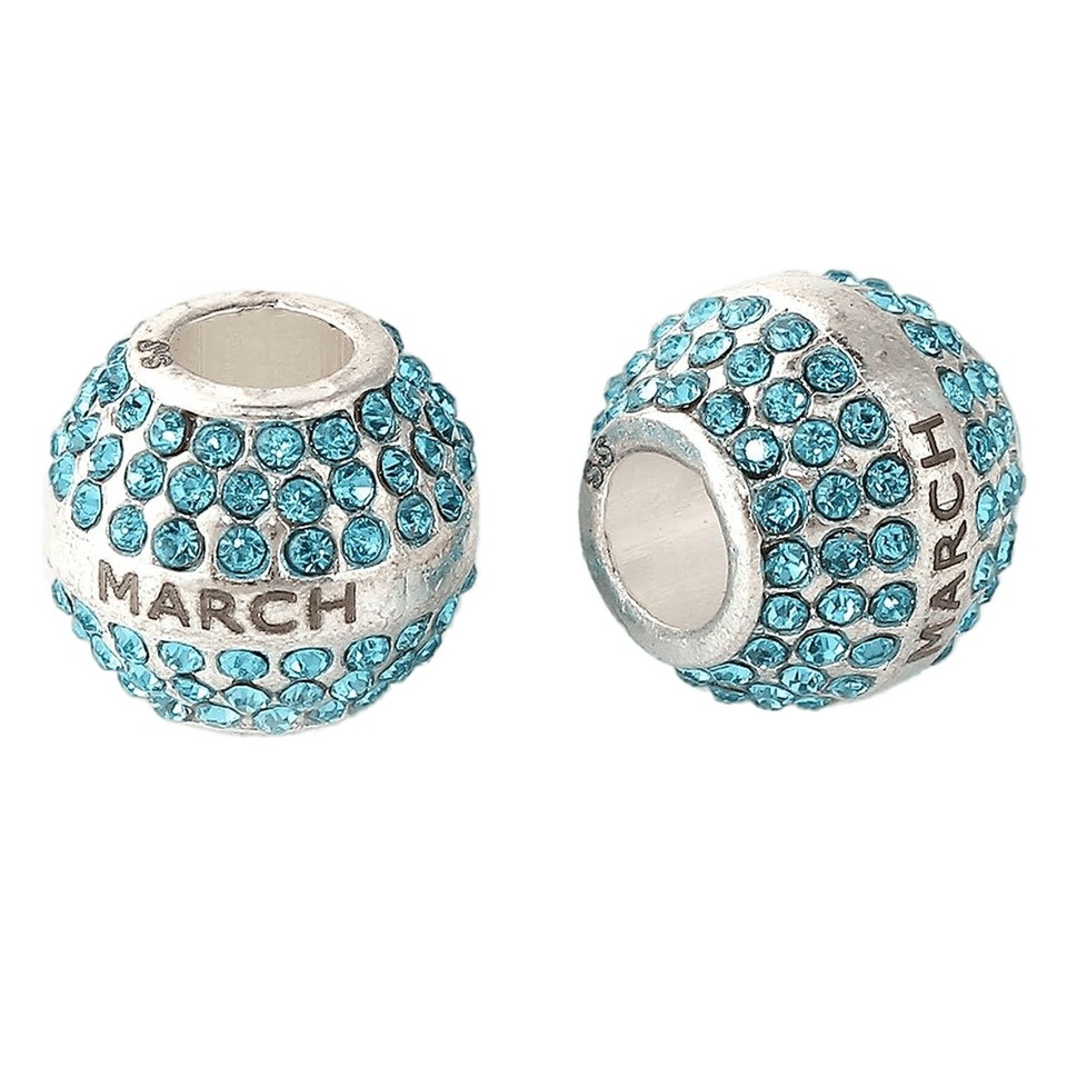 Birthstone Charms for Bracelets Spacer Bead With Month Engraved on ...