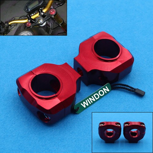 28mm Red Motorcycle Dirt Bike HandleBar Fat Bar Risers Mount Clamp ...