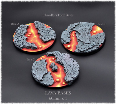 60mm X 1 Lava Base Warhammer 40k 40,000 AOS Kill Team DnD Resin FREE P ...