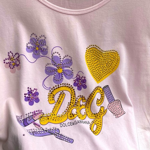 Vintage Designer D&G Y2K Baby Pink Tee Rhinestones Fairycore Punk 90s ...