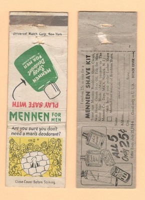MENNEN FOR MEN { CARTOON } 2-SIDED MATCHBOOK COVER | eBay