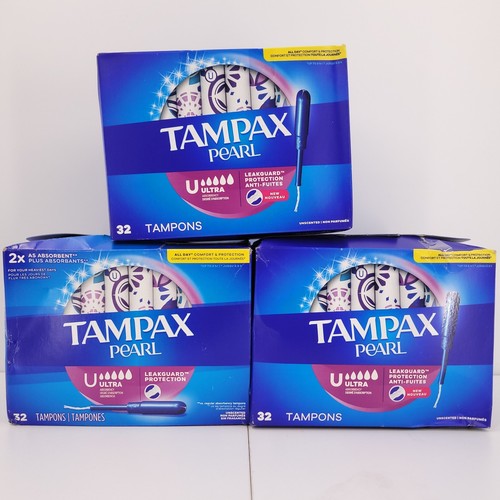 Tampax Pearl Tampons Lot of 3 Ultra Absorbency Leakguard Protection ...
