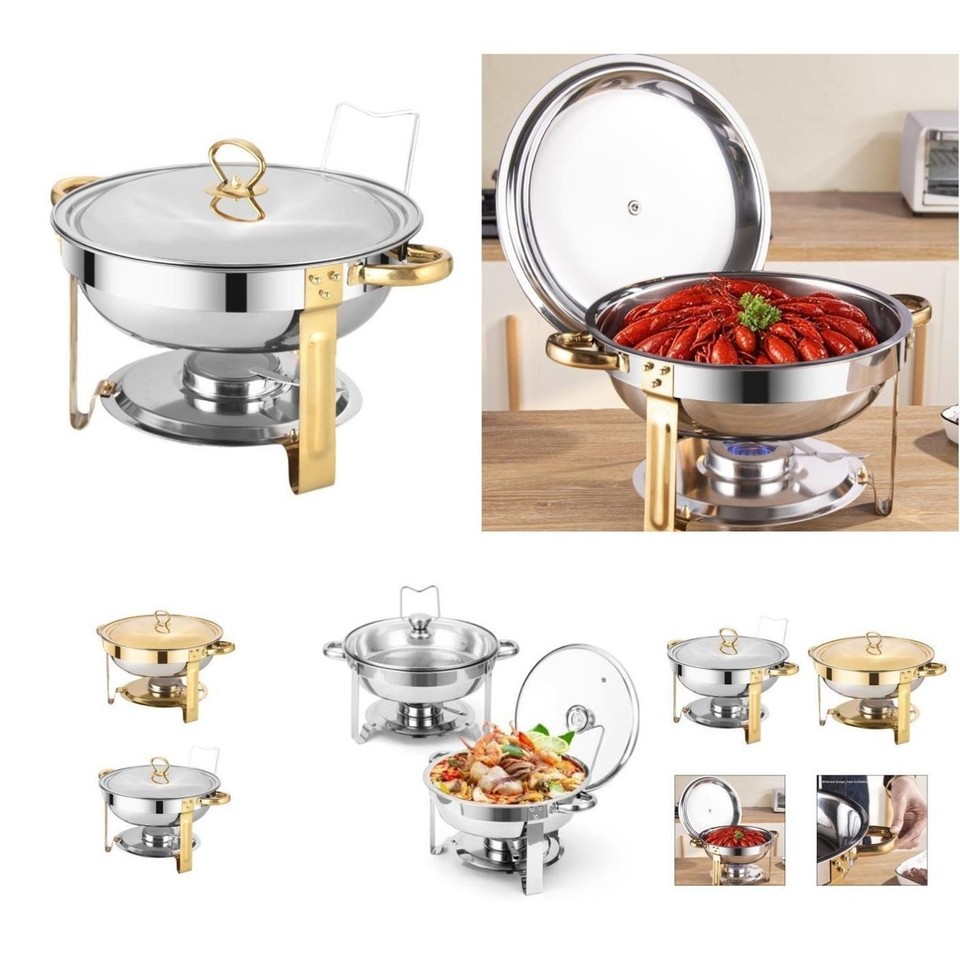 Chafing Dish Set 5 Quart Stainless Steel with Glass Lid for Buffet Use ...