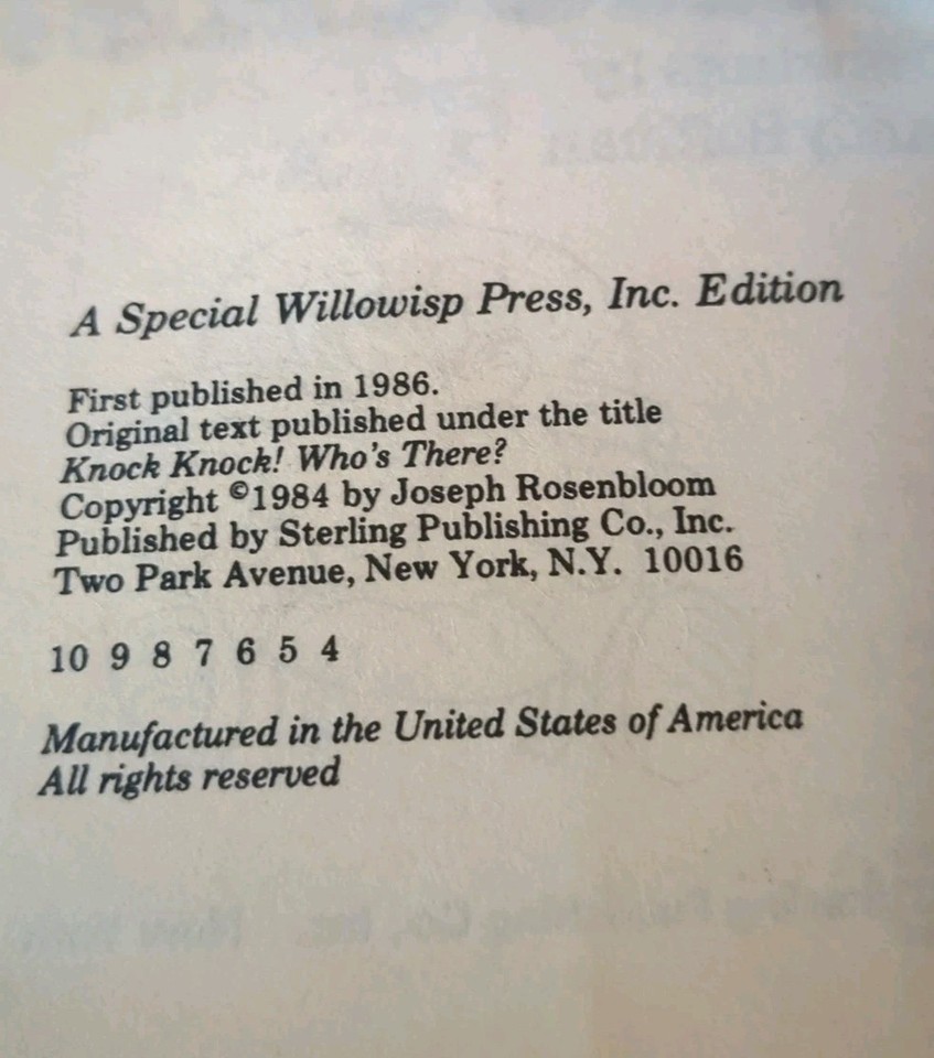 Vintage 1986 Paperback Book Nutty Knock Knocks! Jokes For Kids Joseph ...