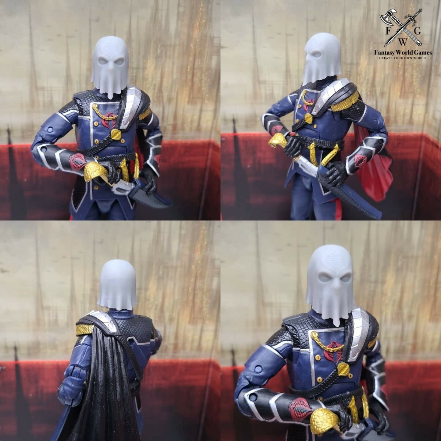Cobra Commander Hooded Head GI Joe Classified Compatible 1:12 Scale Not ...