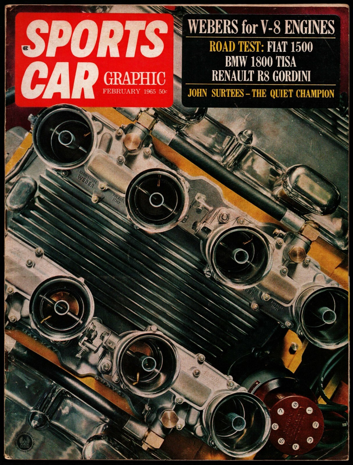 FEBRUARY 1965 SPORTS CAR GRAPHIC MAGAZINE, FIAT 1500, BMW 1800 TISA ...