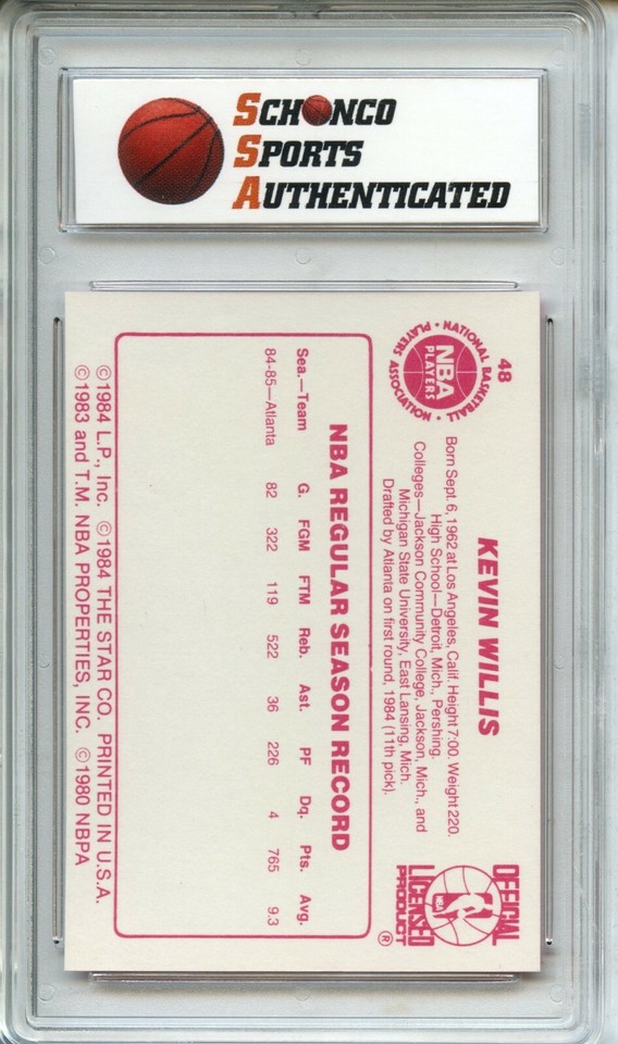 1985-86 Star #48 Kevin Willis Rookie SSA 10 Gem Mint Atlanta Hawks | eBay