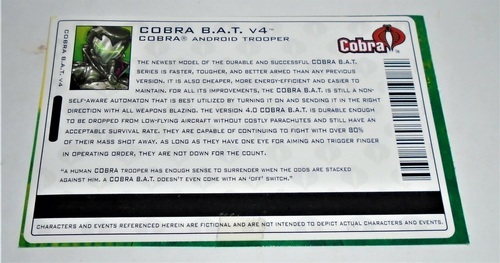 G I JOE File Card I.D. Filecard 2004 Cobra BAT (v4) V13 | eBay