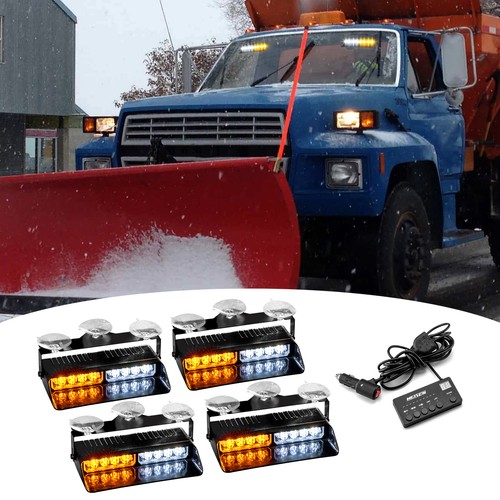For Snow Plow Tractor Truck 8 LED 26 Modes Windshield Strobe Light ...