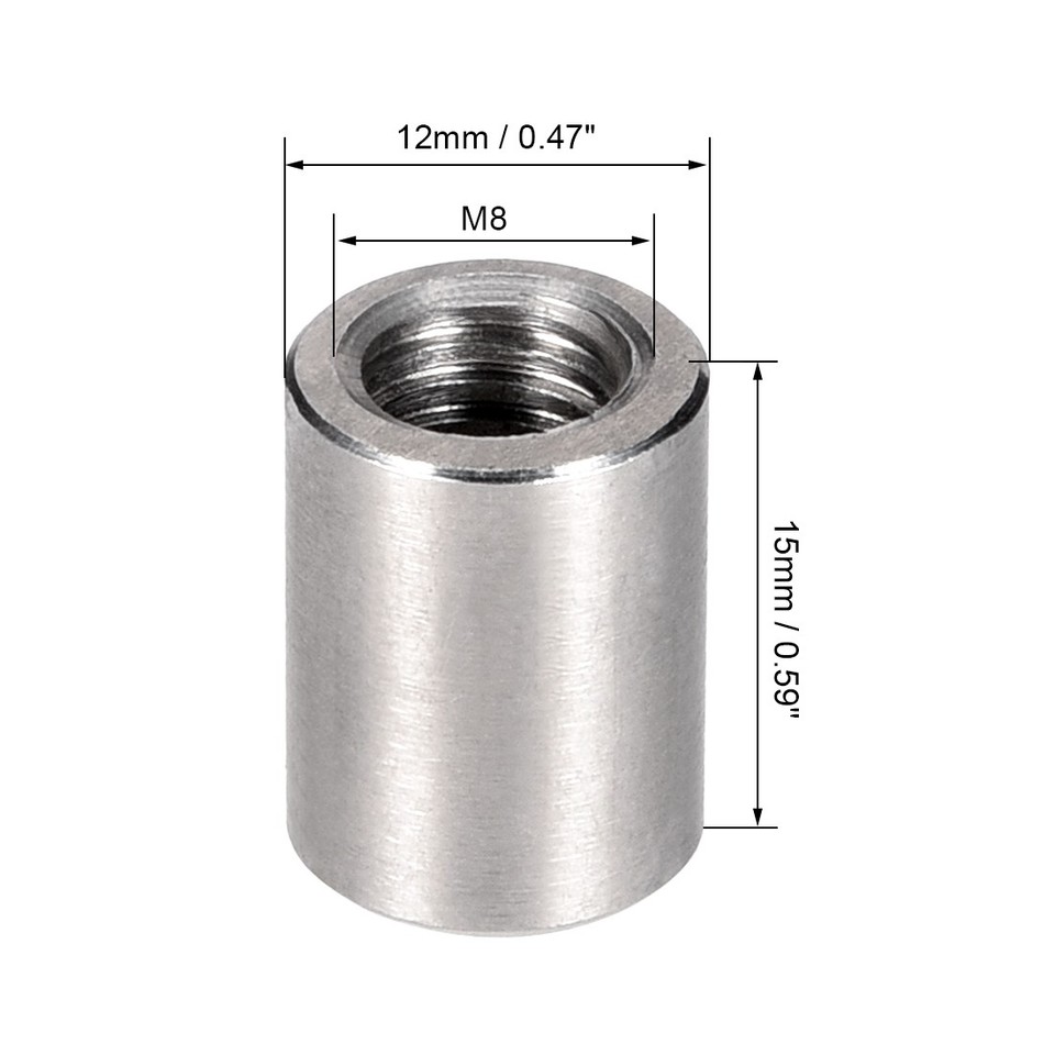 Round Connector Nuts, M8x15mm Height Sleeve Rod Nut Stainless steel 304 ...