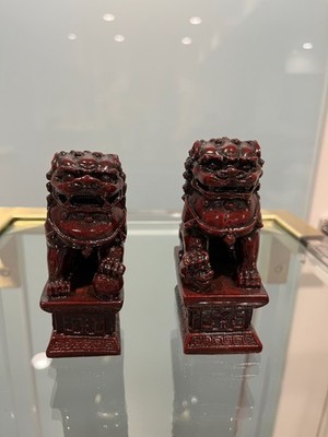 Chinese Red Resin Foo Dogs – Feng Shui Guardians – New with Box | eBay