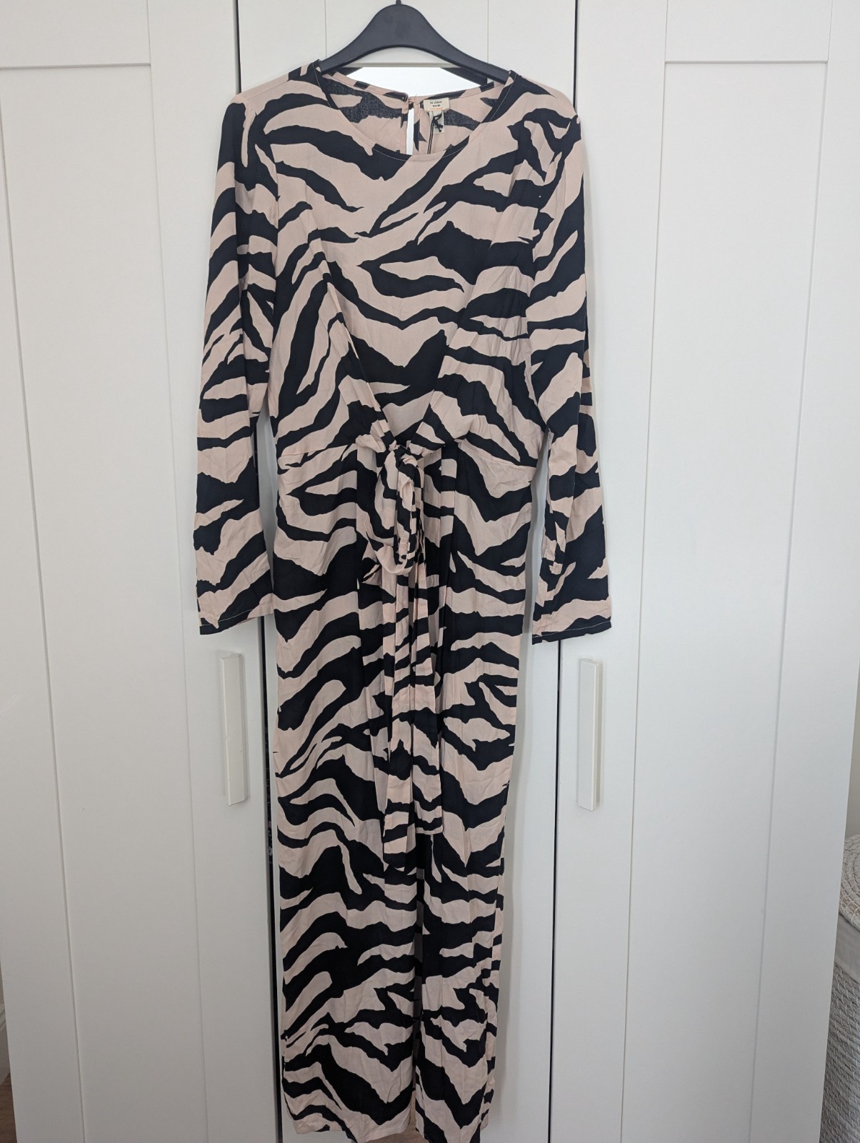 River Island Animal Print Long Sleeve Tie Waist Maxi Midi Dress BNWT UK ...