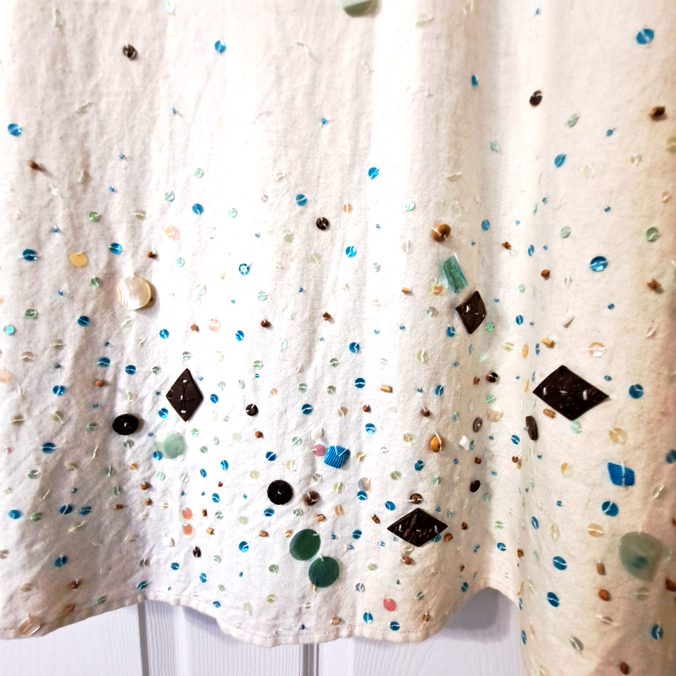 Basil & Maude 8 Linen Blend A-Line Side Zip Skirt Sequins Beads Boho | eBay