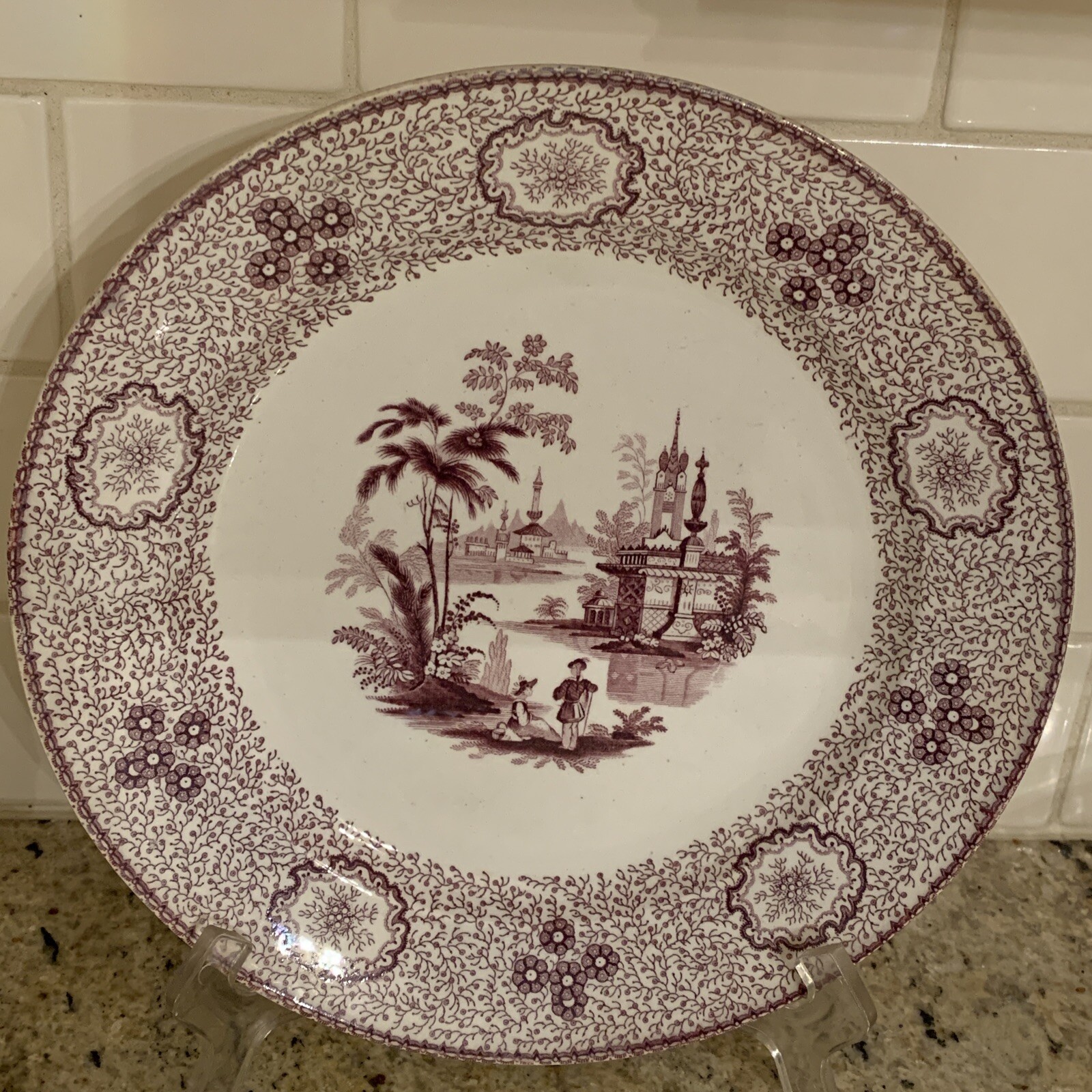 Antique Singane(ese) SP, J(ohn) Wedgwood Purple Transfer Dinner Plate 9 ...