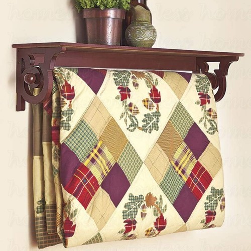 Wood Quilt Blanket Wall Holder Scrolled Shelf Display Rack Curtain ...