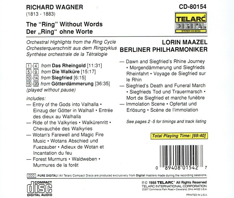 Lorin Maazel - Wagner Der Ring Ohne Worte / The Ring Without Words CD ...