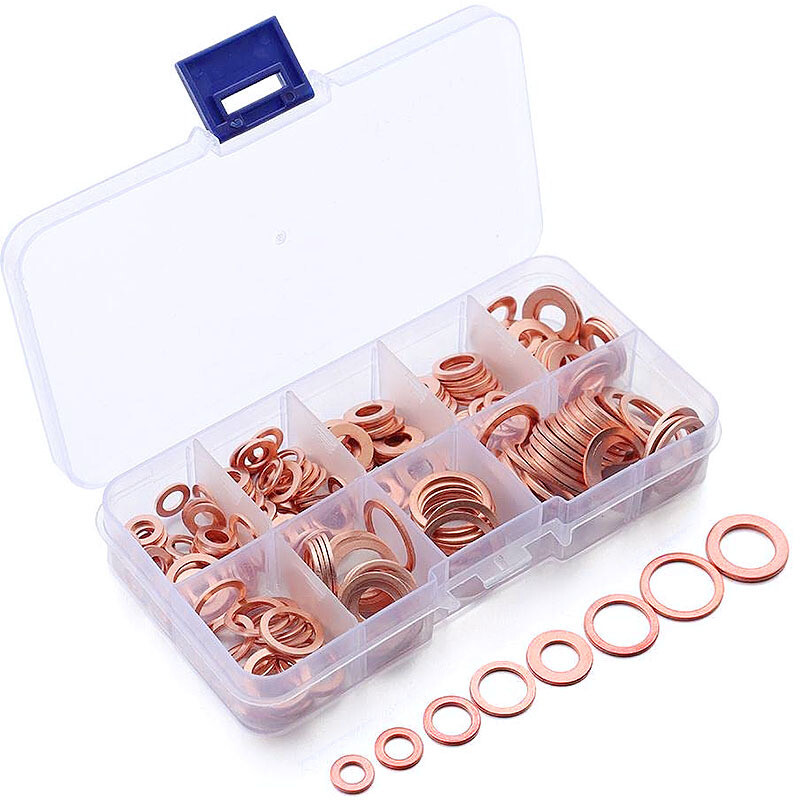 200Pcs Copper Washers Diesel Injector Washers Seal Assortment Set New ...