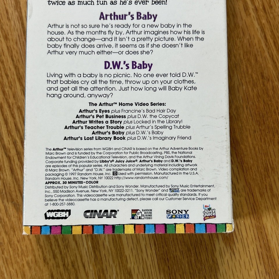 Arthur VHS Tape Arthur's Baby 1998 Vintage Original D.W.'s Baby | eBay