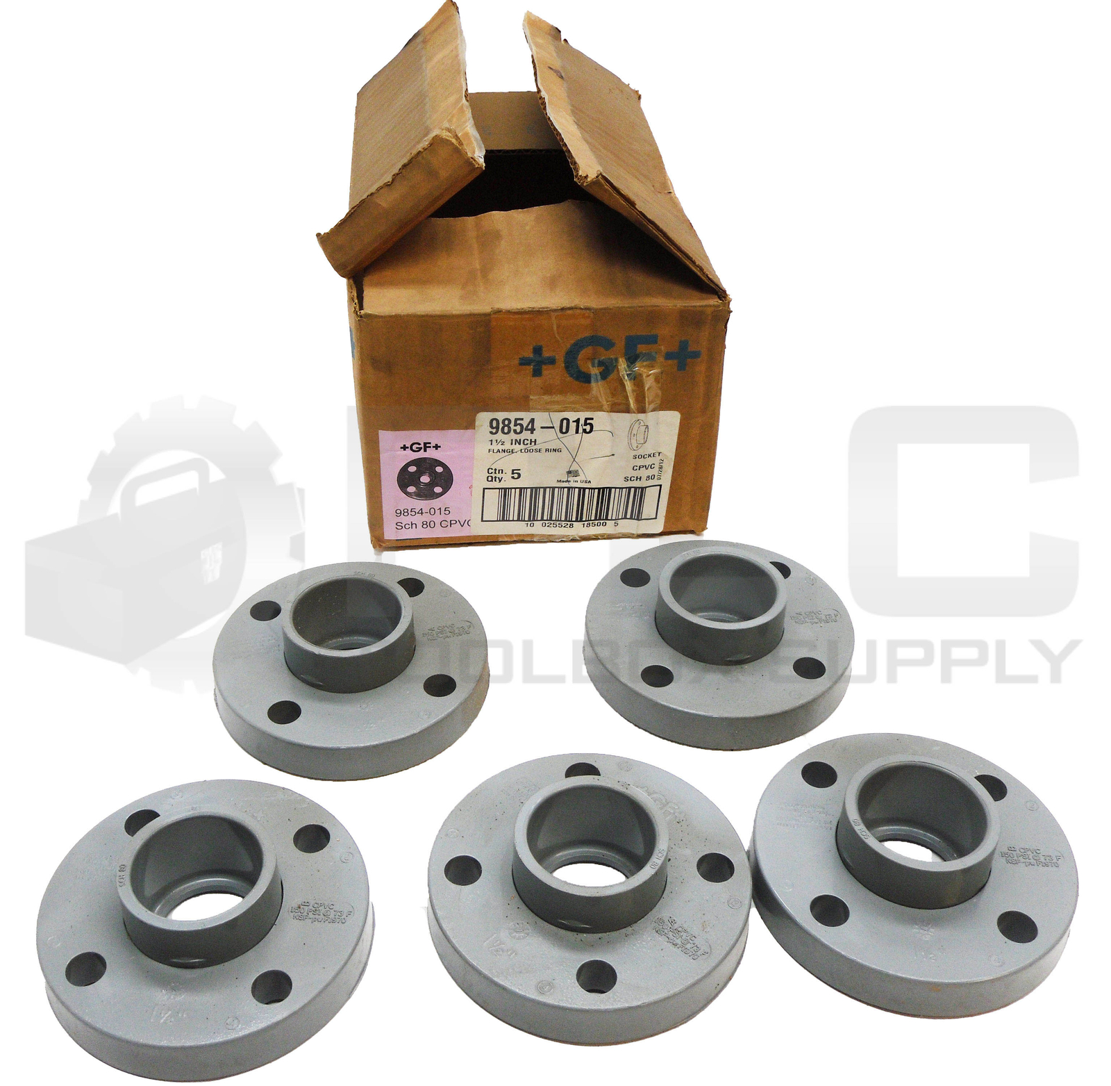 NEW BOX OF 5 GF 9854-015 1-1/2" LOOSE RING FLANGE CPVC | eBay