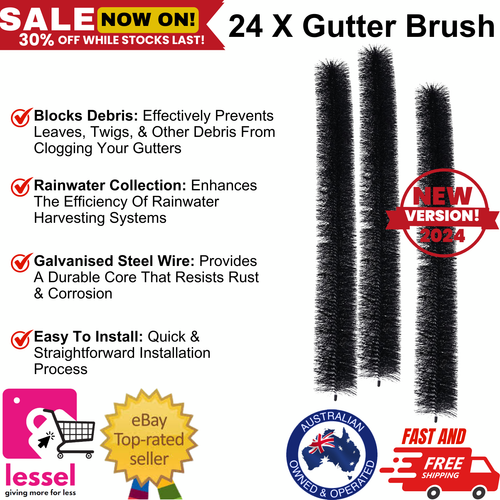 24 Pcs Gutter Brush Guard 100mm X 22m Length Leaf Twigs Filter Home ...