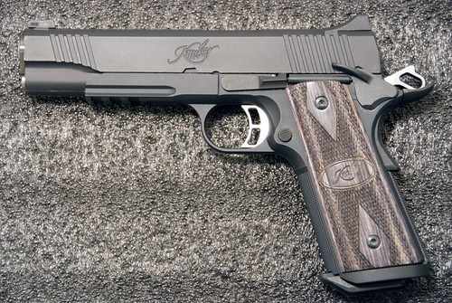 Kimber 1911 Grips Full Size Black/Silver Laminate, Logo Mag Well Cut ...