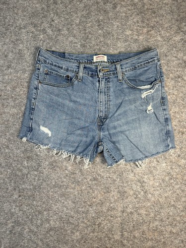 LEVI STRAUSS SIGNATURE Womans JEAN SHORTS Cut Off W 32 Daisy Duke Blue ...