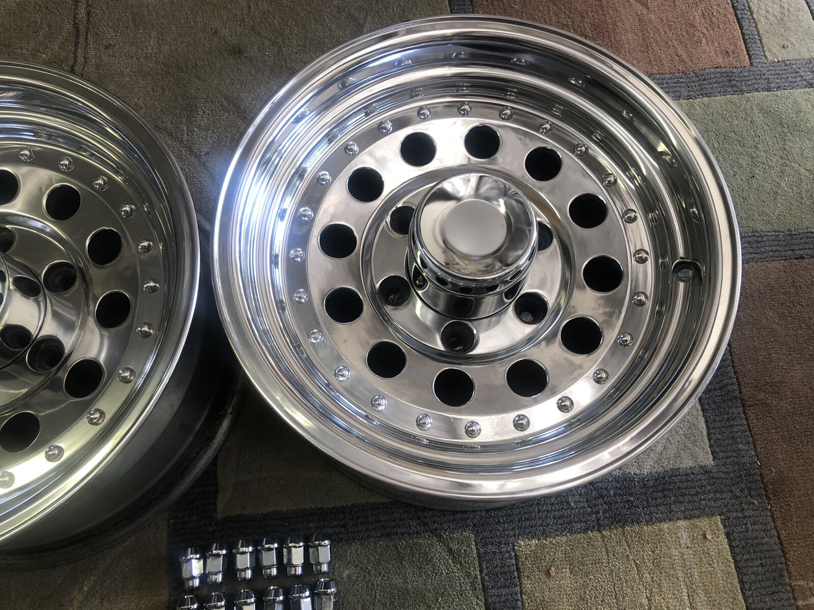 PAIR 15x7 Aluminum KMC Modular Wheels 6x5.5 Bolt Pattern Lug Truck ...