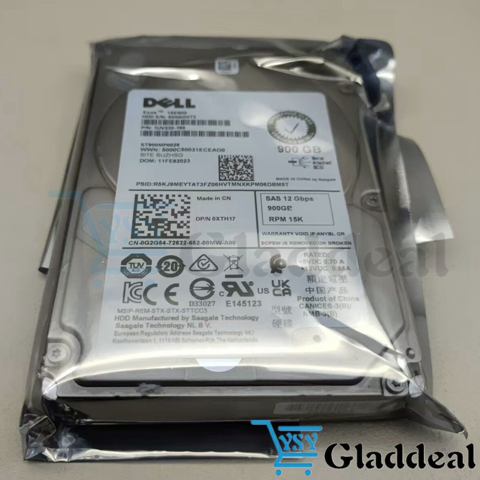 New Dell 900GB SAS 15k 2.5" 12G HDD XTH17 Seagate ST900MP0026 in 3.5 ...