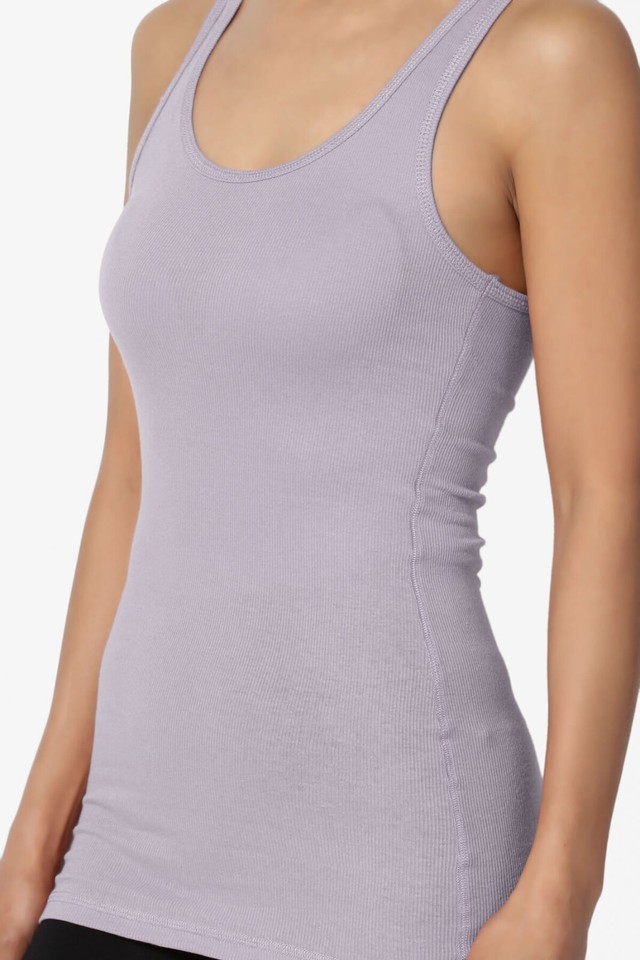 Women's Sporty Casual Basic Racerback Ribbed Cotton Spandex Tank Top ...