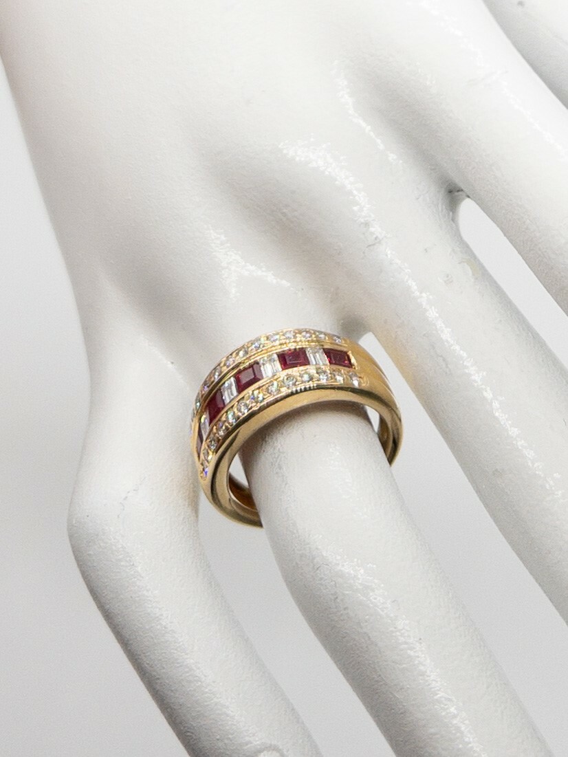Signed SPARK $7000 3ct Natural Ruby VS G Diamond 18k Yellow Gold Band ...