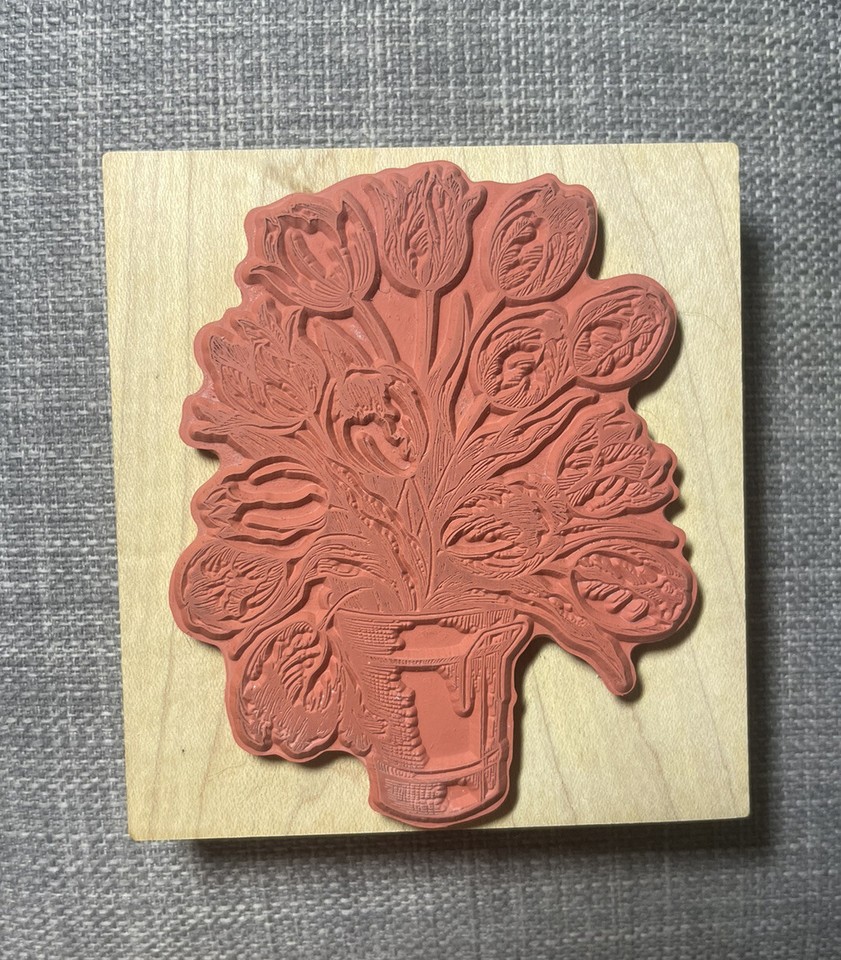 Vintage PSX Bucket Full Of Tulips Flowers Rubber Stamp K1695 ...