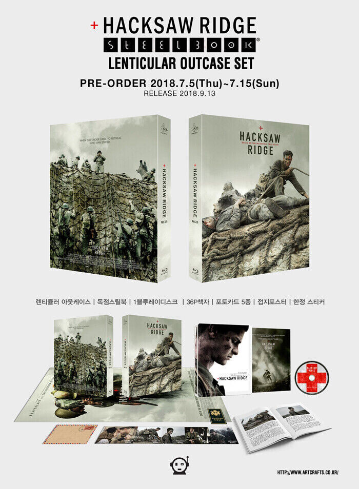Hacksaw Ridge BLU-RAY Steelbook Limited Edition - Lenticular / The BLU ...