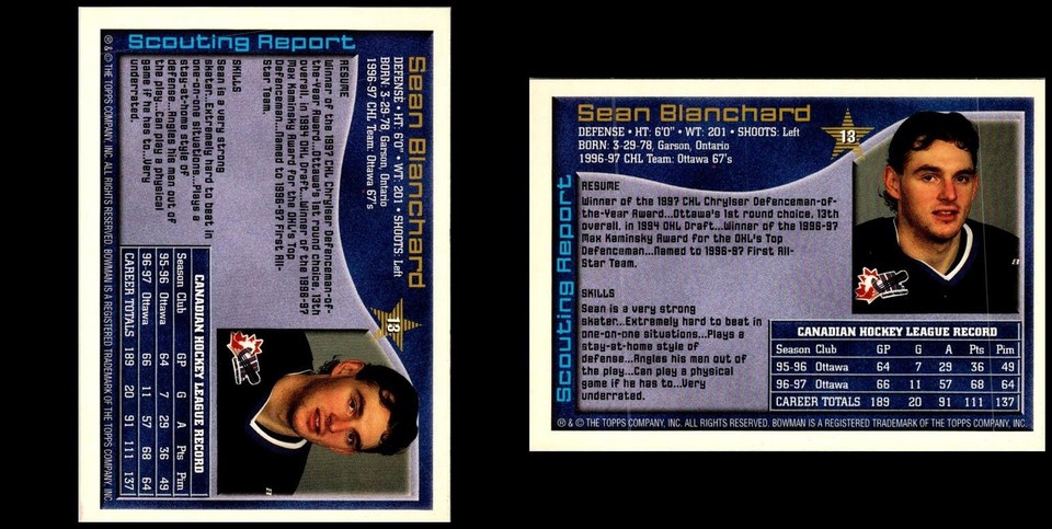 Sean Blanchard (2) Card Lot - UNIQUE FIND – ONE OF A KIND | eBay